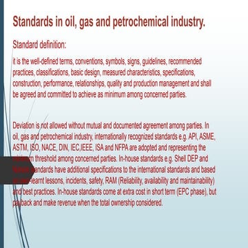Standards in oil, gas and petrochemical industry | PPTX
