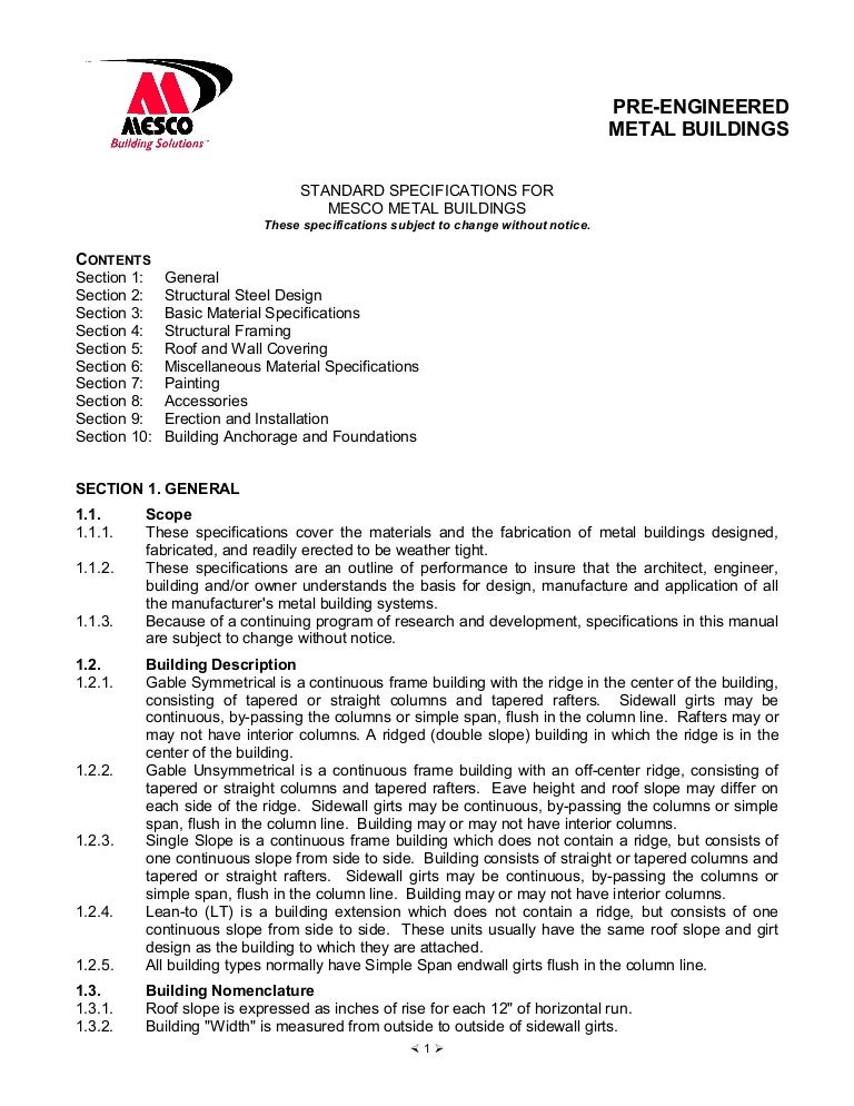 Standard specifications