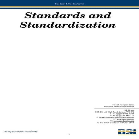 Standards & standardization handout | PDF | Business | Business and Finance