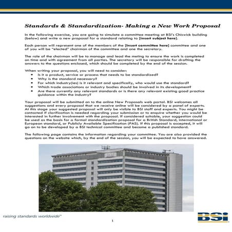 Guide to making a new standard - Standards & Standardization - Making a ...