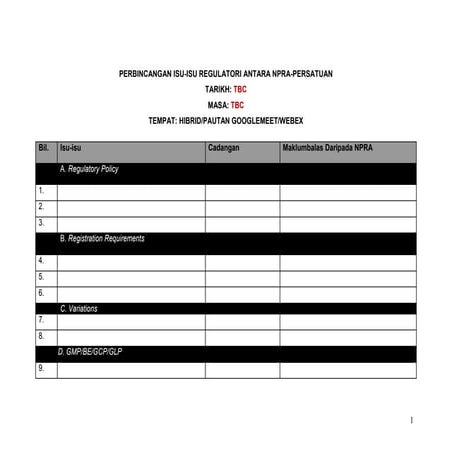 Standard Template for Reg Issues Dialogue NPRA (Updated Jan 2024 ...
