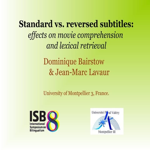 Standard vs reversed subtitles : Effects on movie comprehension and ...