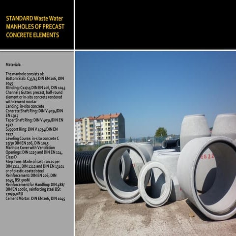 Standard Waste Water Manholes of precast concrete elements | PDF