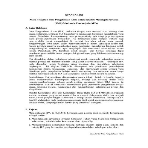 Standar isi ipa smp | PDF
