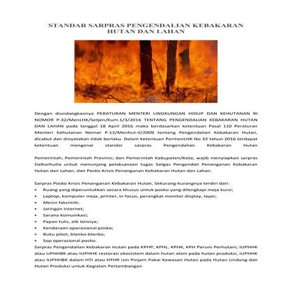 Standar sarpras pengendalian_kebakaran_hutan | PDF