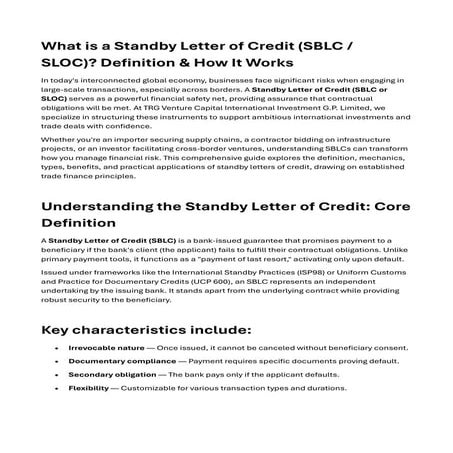 Comprehensive Guide to Standby Letters of Credit (SBLC): Definition ...