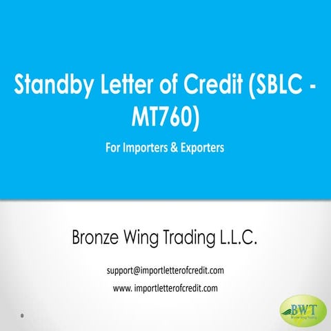 Standby Letter of Credit-SBLC - MT760 | PDF | Business Banking & Finance | Business