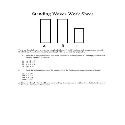 Standing waves work sheet | DOC