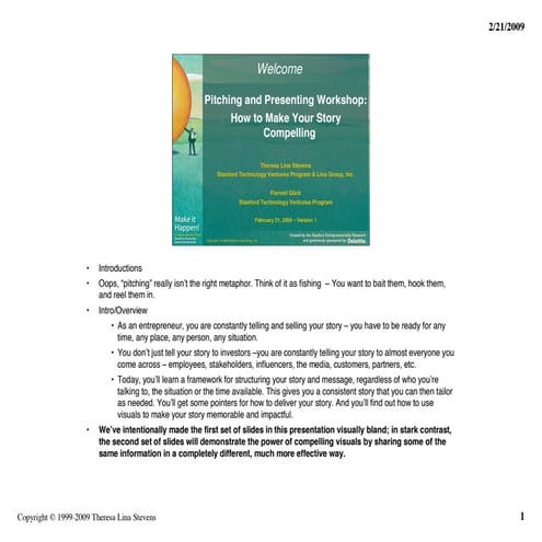 Stanford E Week 2009 Pitching&Presenting Workshop | PDF