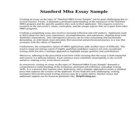 Stanford Mba Essay Sample | PDF | Business Administration | Business