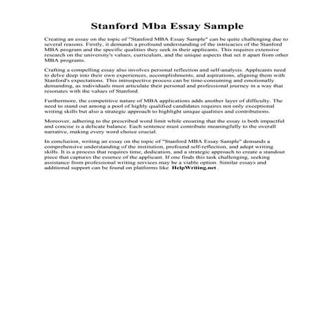 Stanford Mba Essay Sample.pdf | Documentary | Genres
