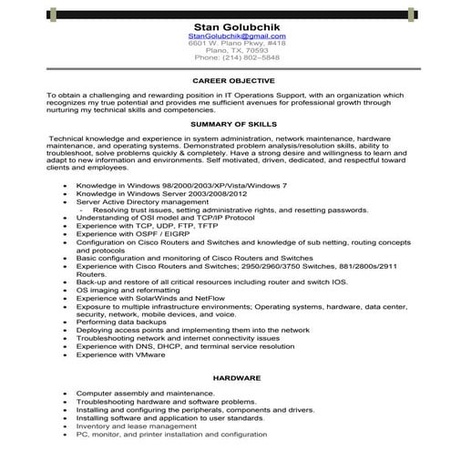 Alan Professional Resume Update | PDF