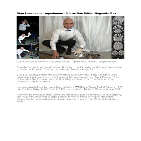 Stan lee created marvel superheroes spider man x-men magnetic man | PDF