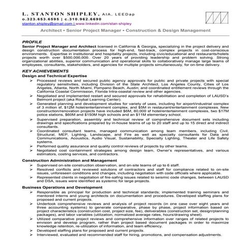 Stan Shipley Resume, Projects 11mr18 | PDF