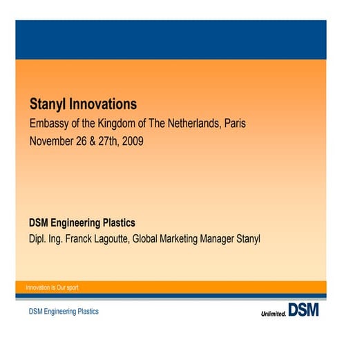 Stanyl Innovations_Embassy Of The Kingdom Of The Netherlands_Nov09 | PDF