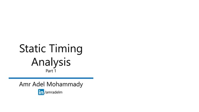 VLSI Static Timing Analysis Timing Checks Part 5 - On Chip Variation | PDF