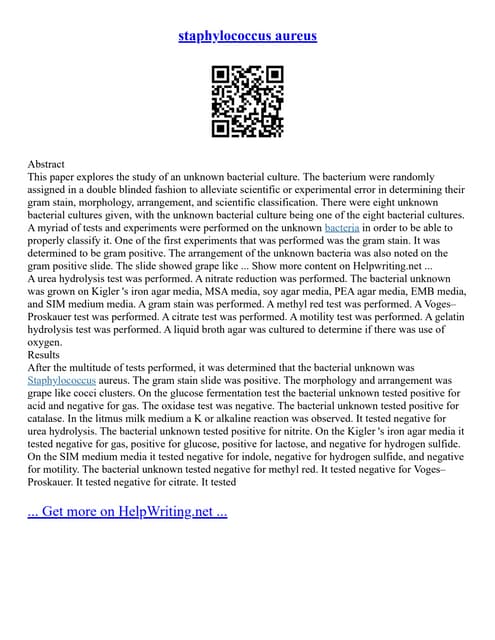 Identifying Unknown Bacteria Lab | DOCX | Chemistry | Science