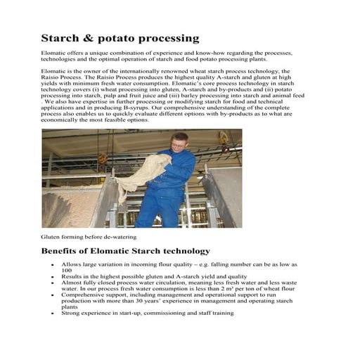 Starch & potato processing | PDF