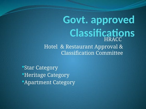 HRACC 5 Star Hotel Design Requirements,India | PPTX