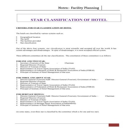Star Classification in hotels and its importance | DOCX