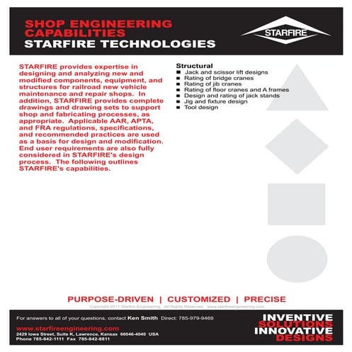Starfire Engineering Shop Engineering Capabilities | PDF