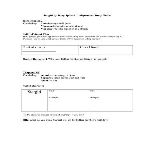 Stargirl study guide 2 | DOC