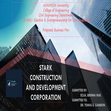 Stark construction and devt corp : A Proposed Business Plan | PPT
