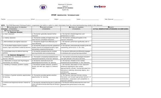 STAR Observation Technique.pdf | Educational Assessment | Education