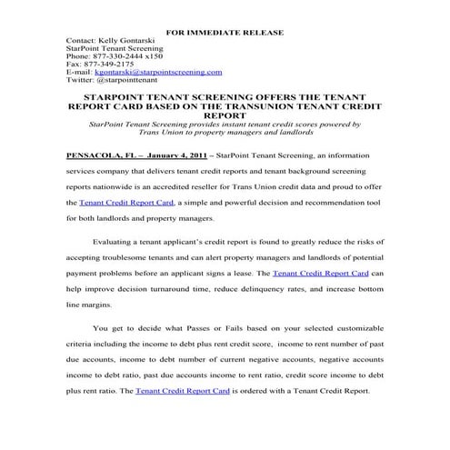 Star point tenant credit report card | PDF