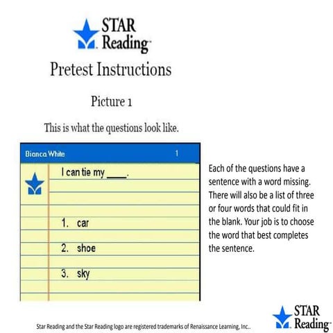 Star Reading Pre Test Instructions | PPTX