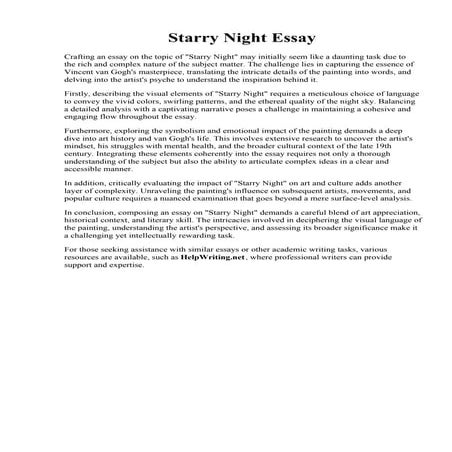 Starry Night Essay | PDF