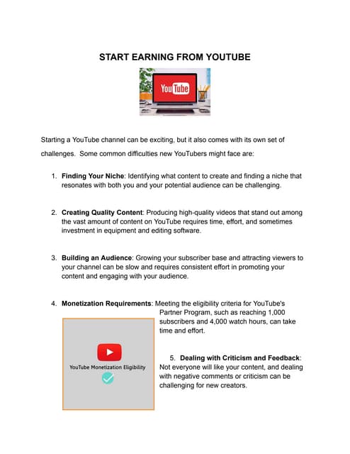 YouTube Mastery, Monetization, and Revenue Checklist | PDF