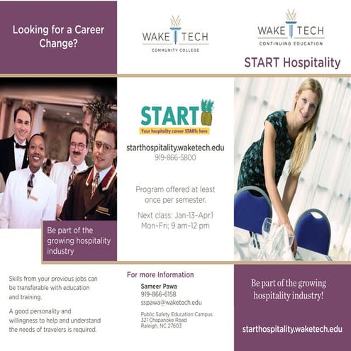 Start your hospitality career with Wake Tech's 10-week START program. | PDF