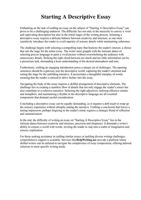 Writing A Descriptive Essay.pdf | Freelance Writing | Content Production