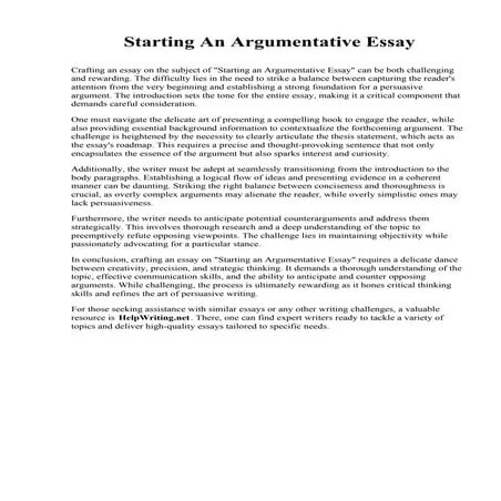 Starting An Argumentative Essay.pdf