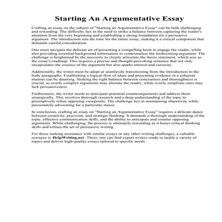 Starting An Argumentative Essay.pdf
