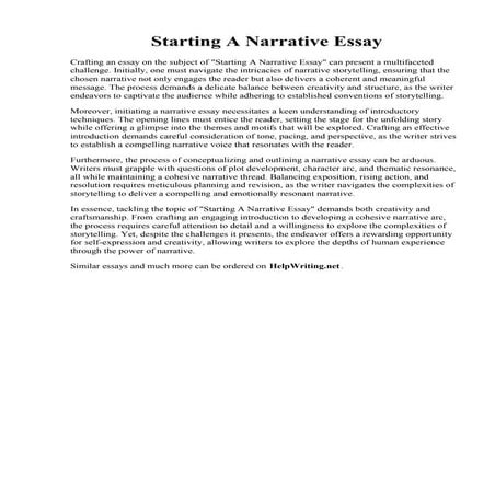 Starting A Narrative Essay | PDF