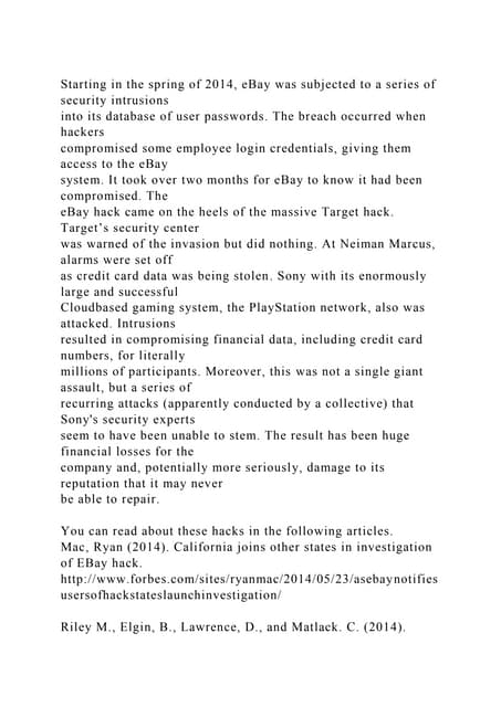 Ebay cyber attack | PDF | Databases | Computer Software and Applications