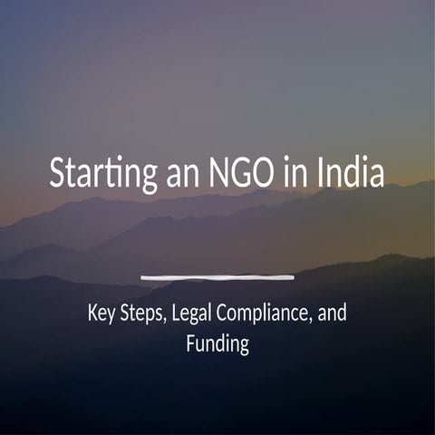 Starting NGO India - Intro to starting an healthcare service stystem | PPTX