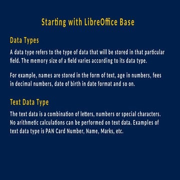 Database concepts using libre office base | PPTX
