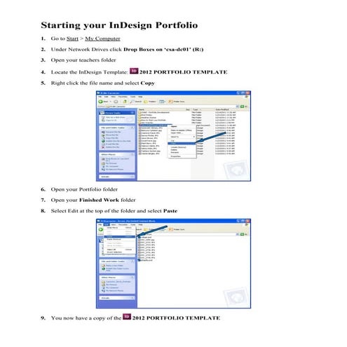 Starting Your In Design Portfolio | PDF