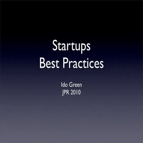Startup Best Practices | PDF