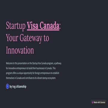 Startup Visa Canada: Your Gateway to Innovation | PDF