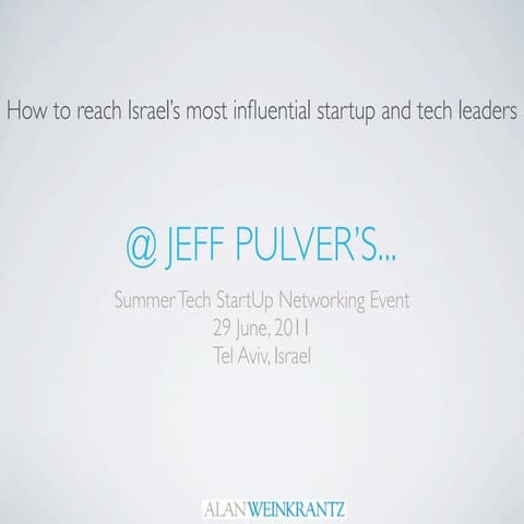 Jeff PUlver's startup event in Tel Aviv | KEY