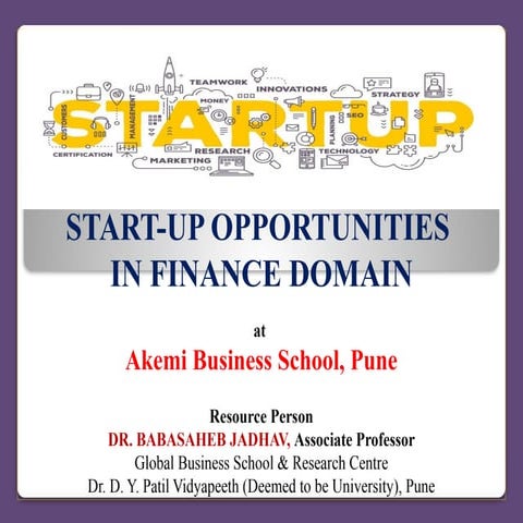 START-UP OPPORTUNITIES IN FINANCE DOMAIN | PPTX