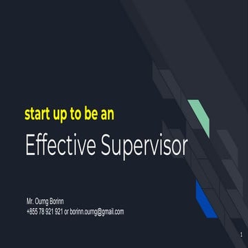 Start up to be an effective supervisor | PDF