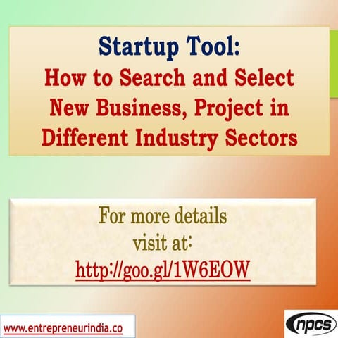 Startup Tool: How to Search and Select New Business, Project in ...
