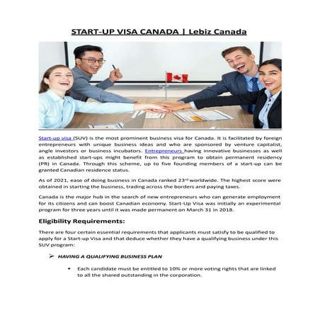 start up visa | PPTX