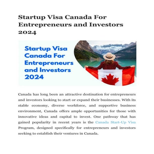 Startup Visa Canada For Entrepreneurs and Investors 2024.pdf
