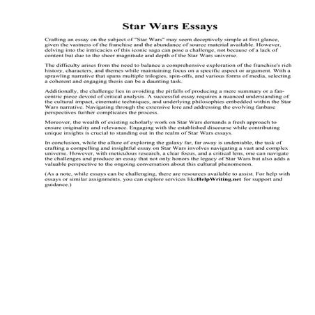 Star Wars Essays | PDF